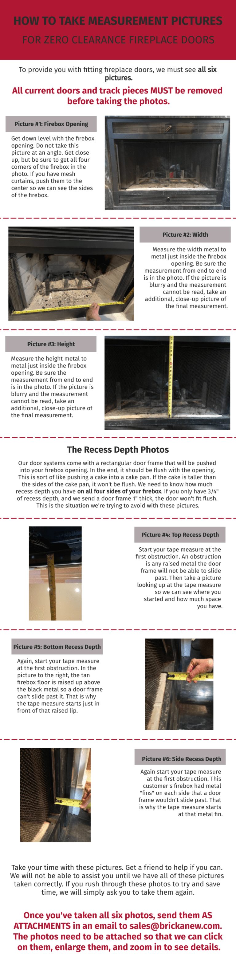 Prefab Fireplace Measurement Pictures Instructions - Brick-Anew